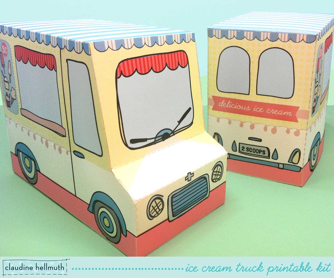 Ice Cream Truck - Cupcake Box, Gift Favor Box, Party Centerpiece ...