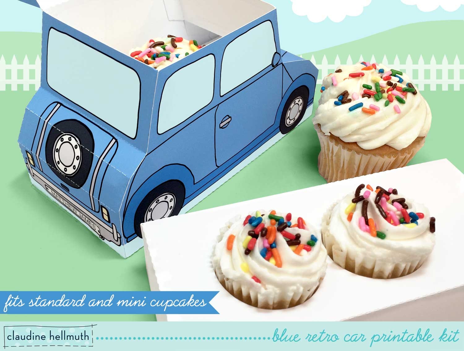 Blue Retro Car Cupcake Box Holds Cookies and Treats Gift - Etsy