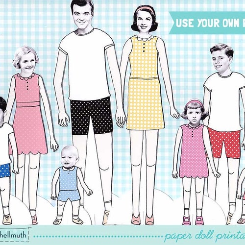 FULL FAMILY SET Paper Dolls Easy for You to Customize With - Etsy