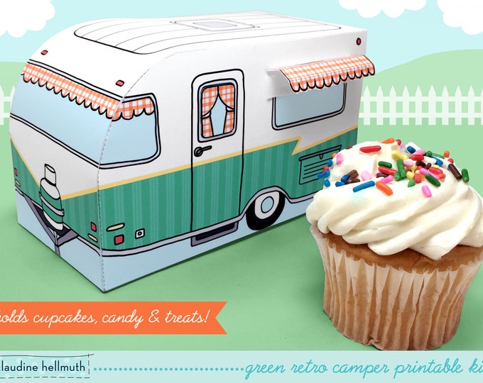 1950s RV Camper Trailer Box, Caravan Box, Cupcake Box, Gift Card Box ...