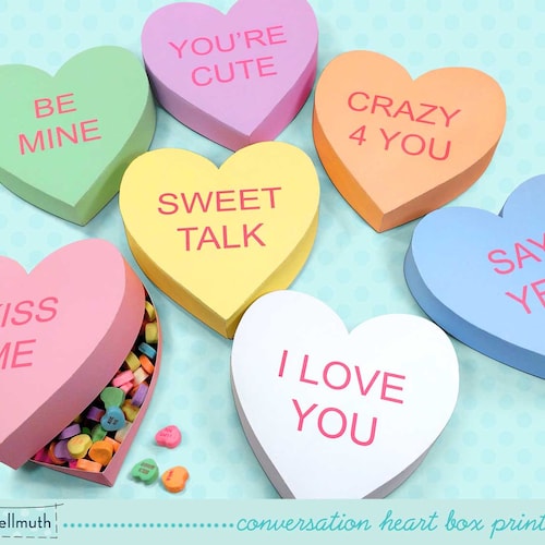Conversation Heart Gift Boxes Fits Candy Cookies Favors - Etsy