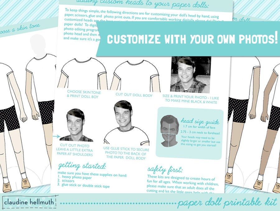 MAN Paper Doll Set - Easy for You to Customize With Your Own Photos ...