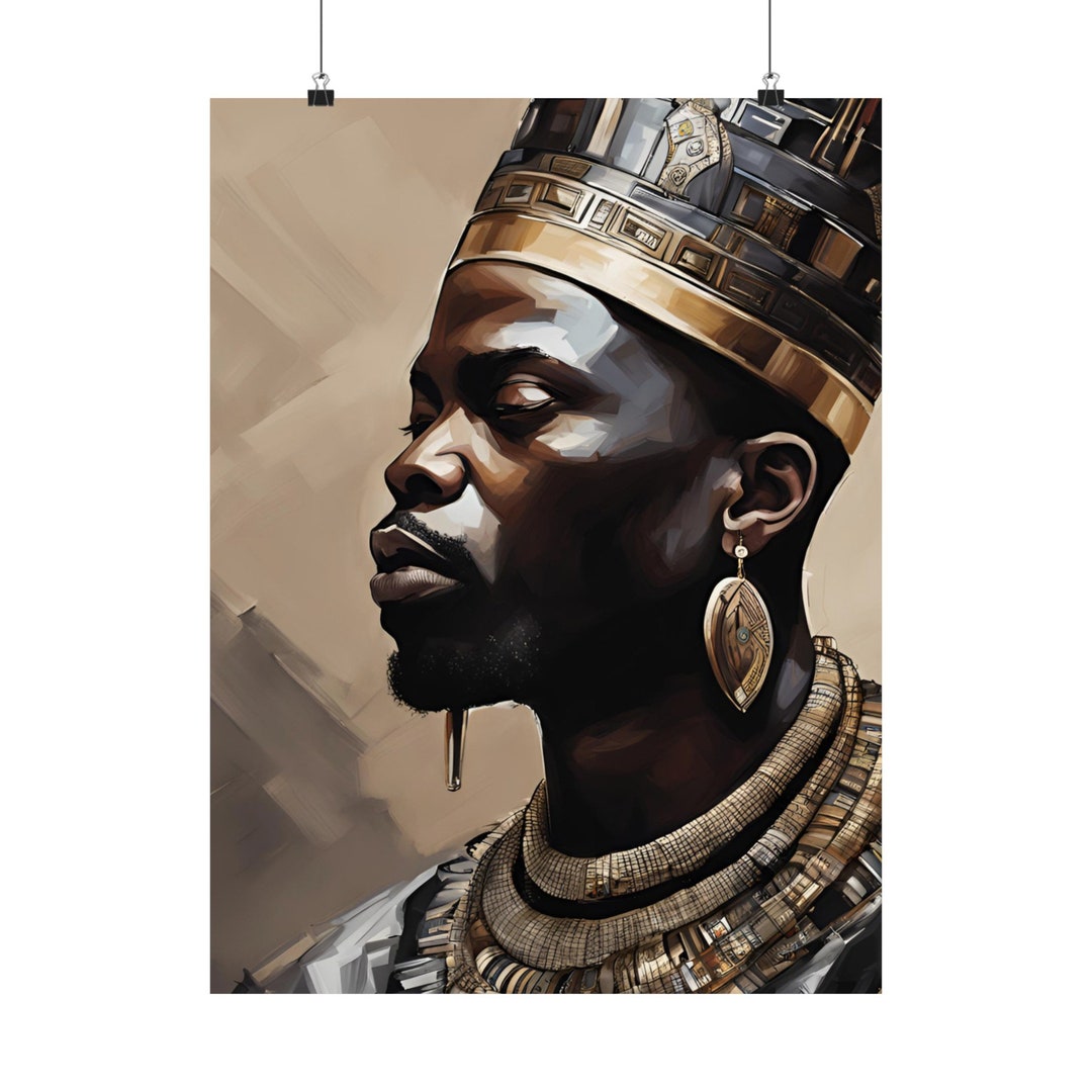 Black African King Brown Painting | Matte Vertical Painting - Etsy
