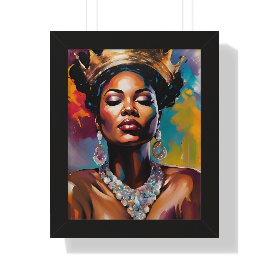 Empowered Queen: Black Woman in Crown Afro Art Print|african America ...