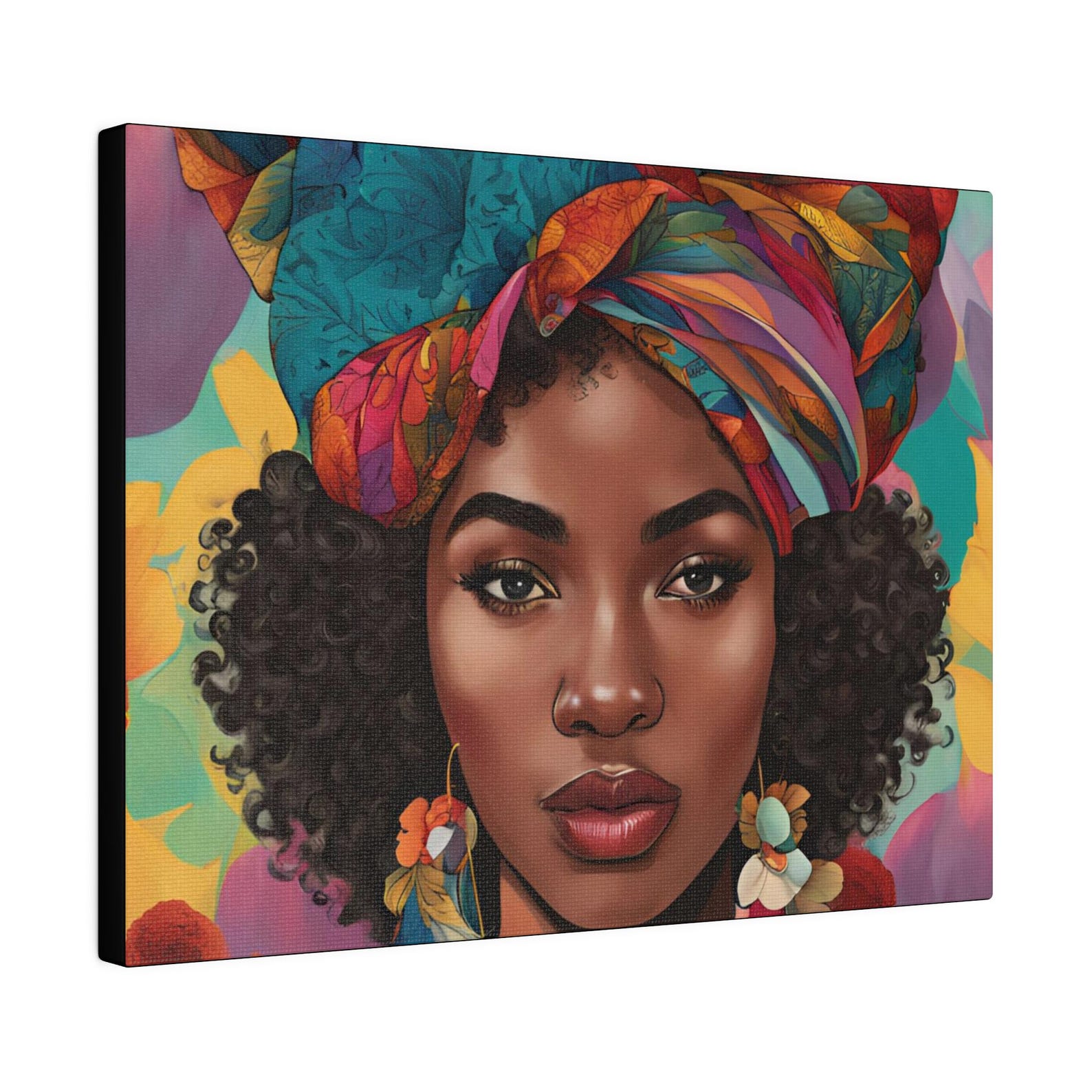 Black Woman With Abstract Head Wrap | African America Art| Black Art ...