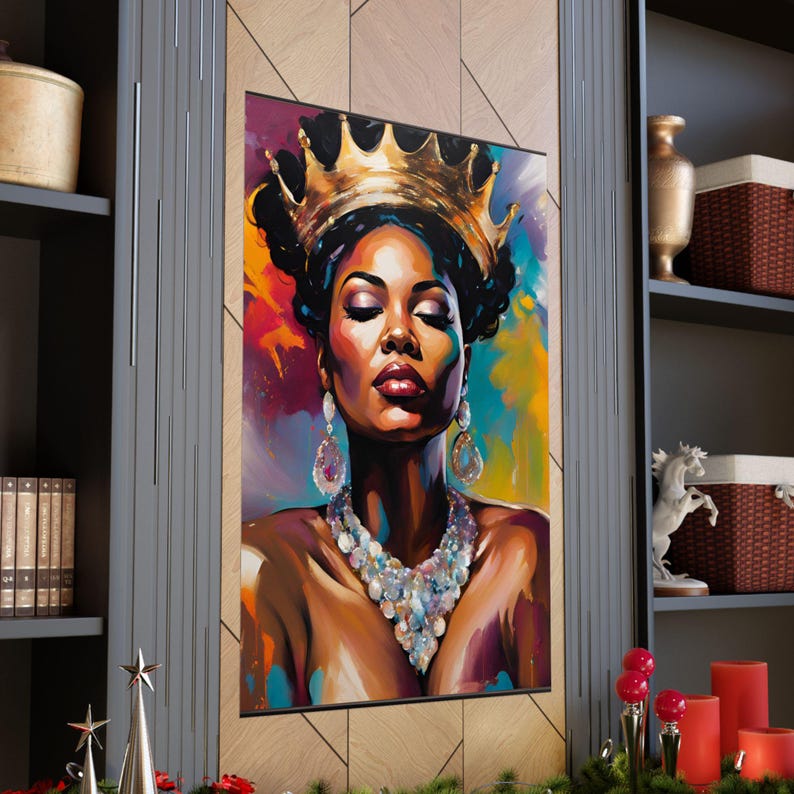 Empowered Queen: Black Woman in Crown Afro Art Print|african America ...