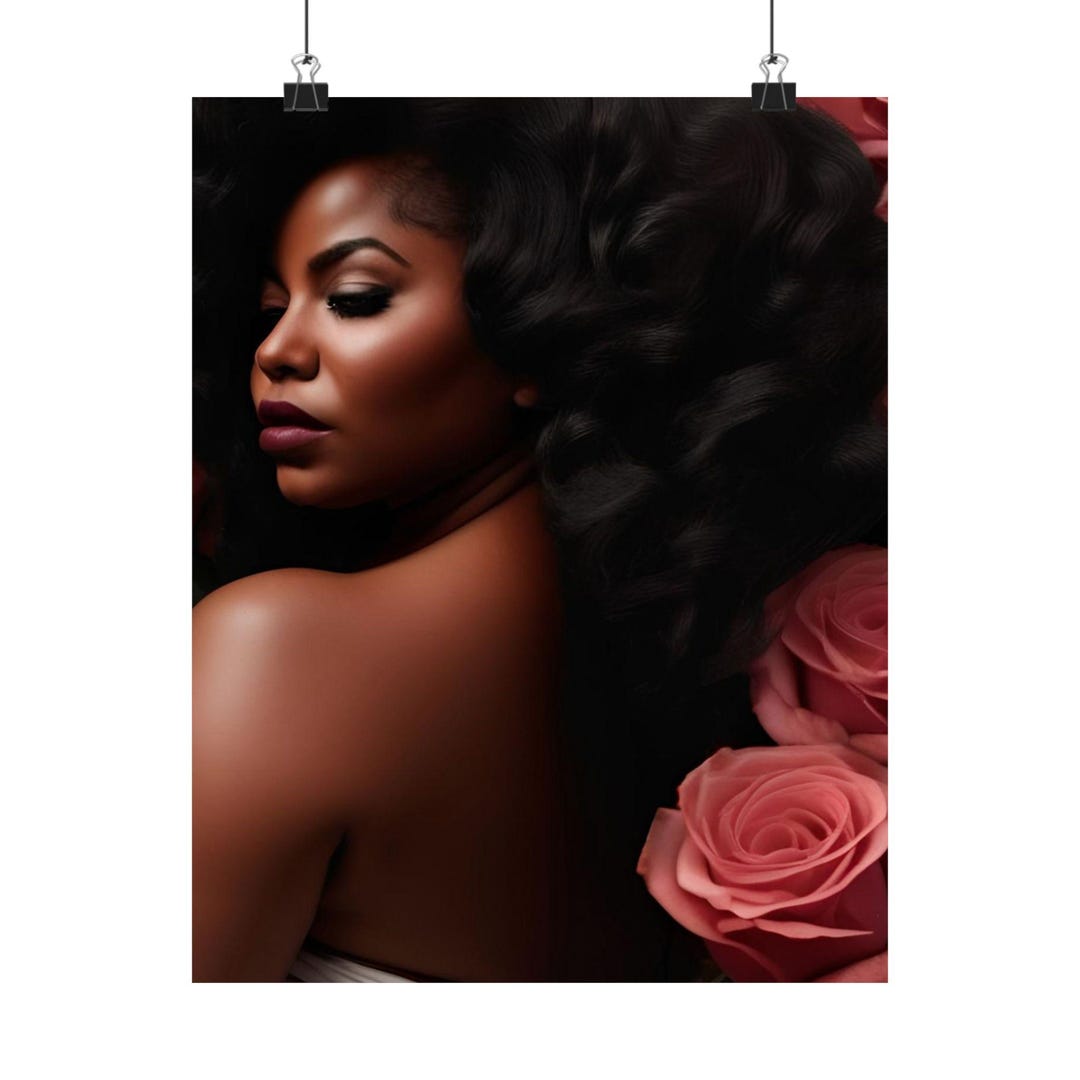 Bold & Black Woman Surrounded by Roses |african America Art| Black Art ...