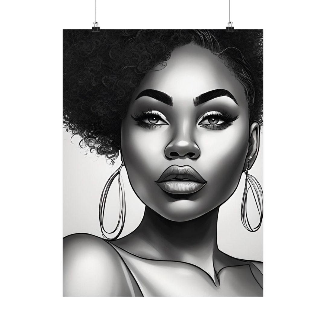 Black and White Black Woman Face Photo| Black Wall Art| Home Decor ...