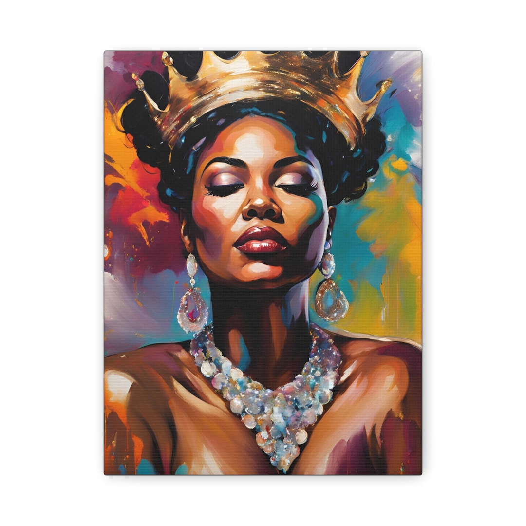 Empowered Queen: Black Woman in Crown Afro Art Print|african America ...