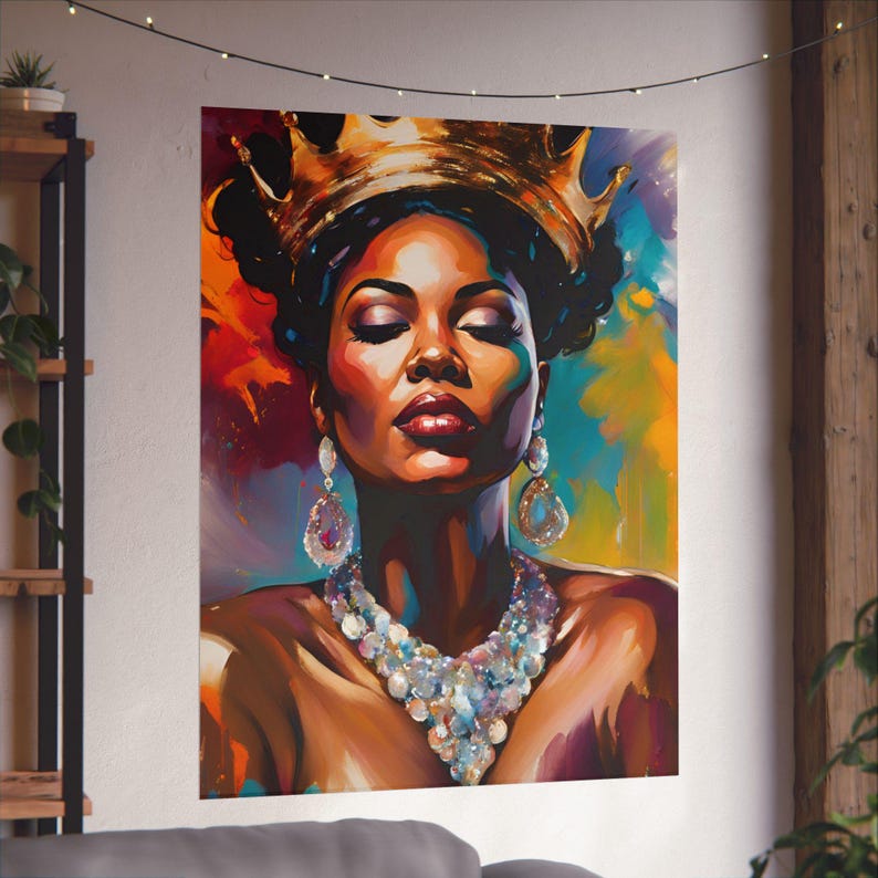 Empowered Queen: Black Woman in Crown Afro Art Print|african America ...