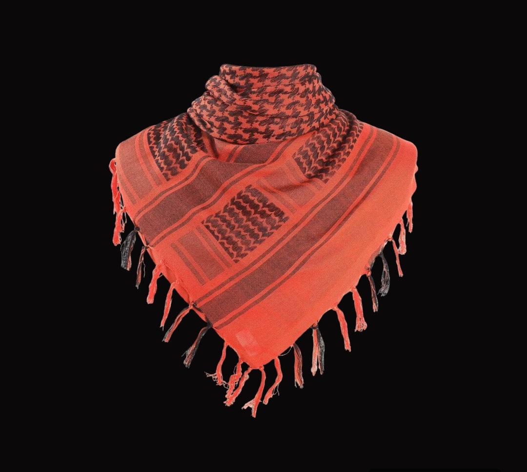 Black on Orange Keffiyeh Scarf Palestine Authentic Shemagh Unisex Woven ...