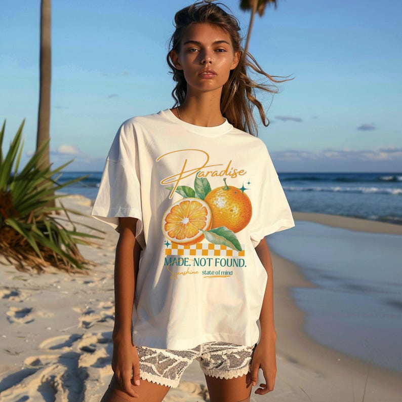 Floral Orange Fruit Shirt: Coastal Mediterranean Tee - Etsy