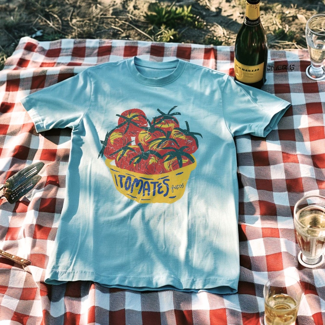 Vintage-style Tomato Shirt, Vegan Shirt, Fruit Shirt, Picnic Shirt ...