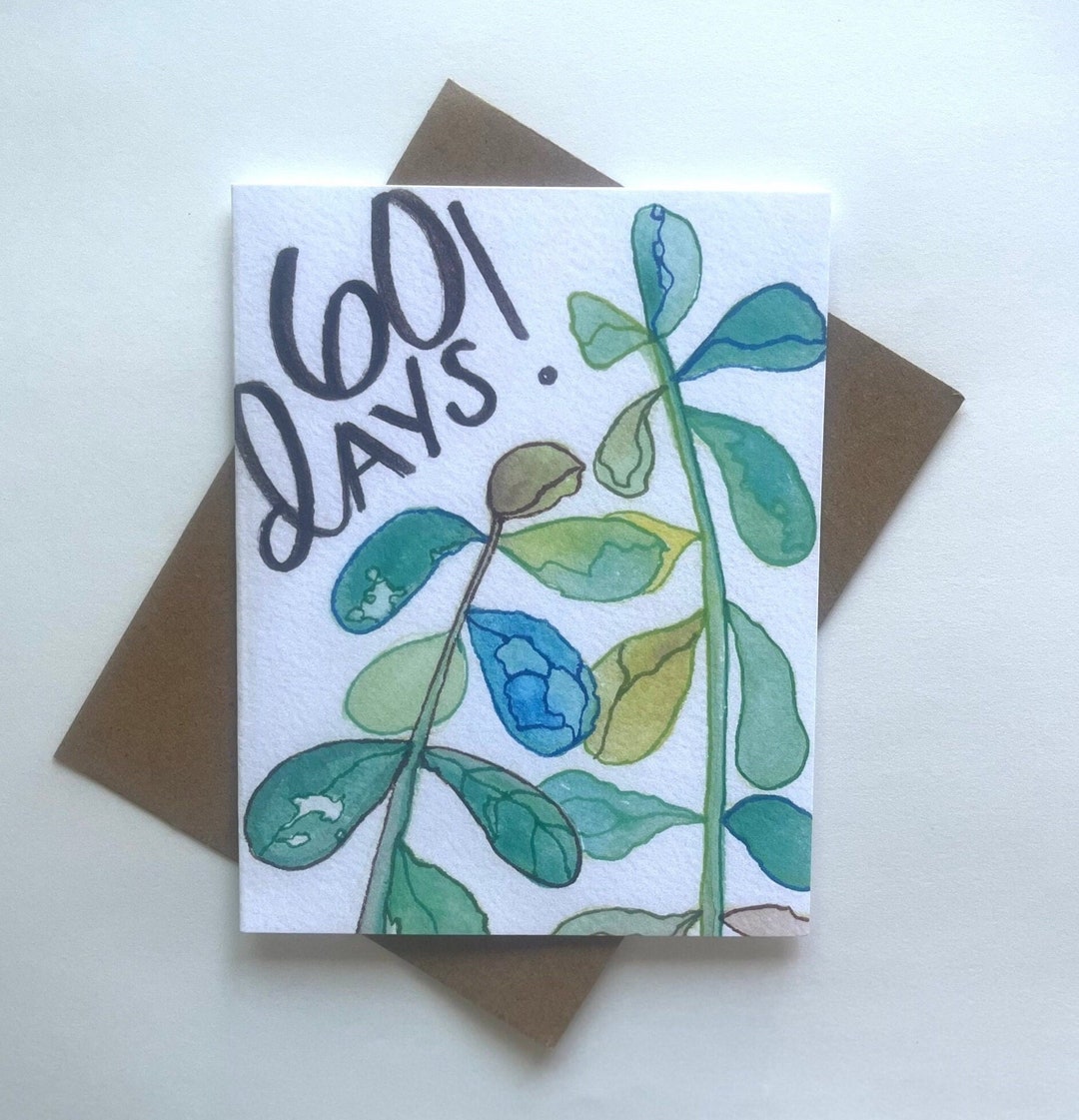 60 Days Sober Abstract Plant Greeting Card, Sobriety Milestone ...