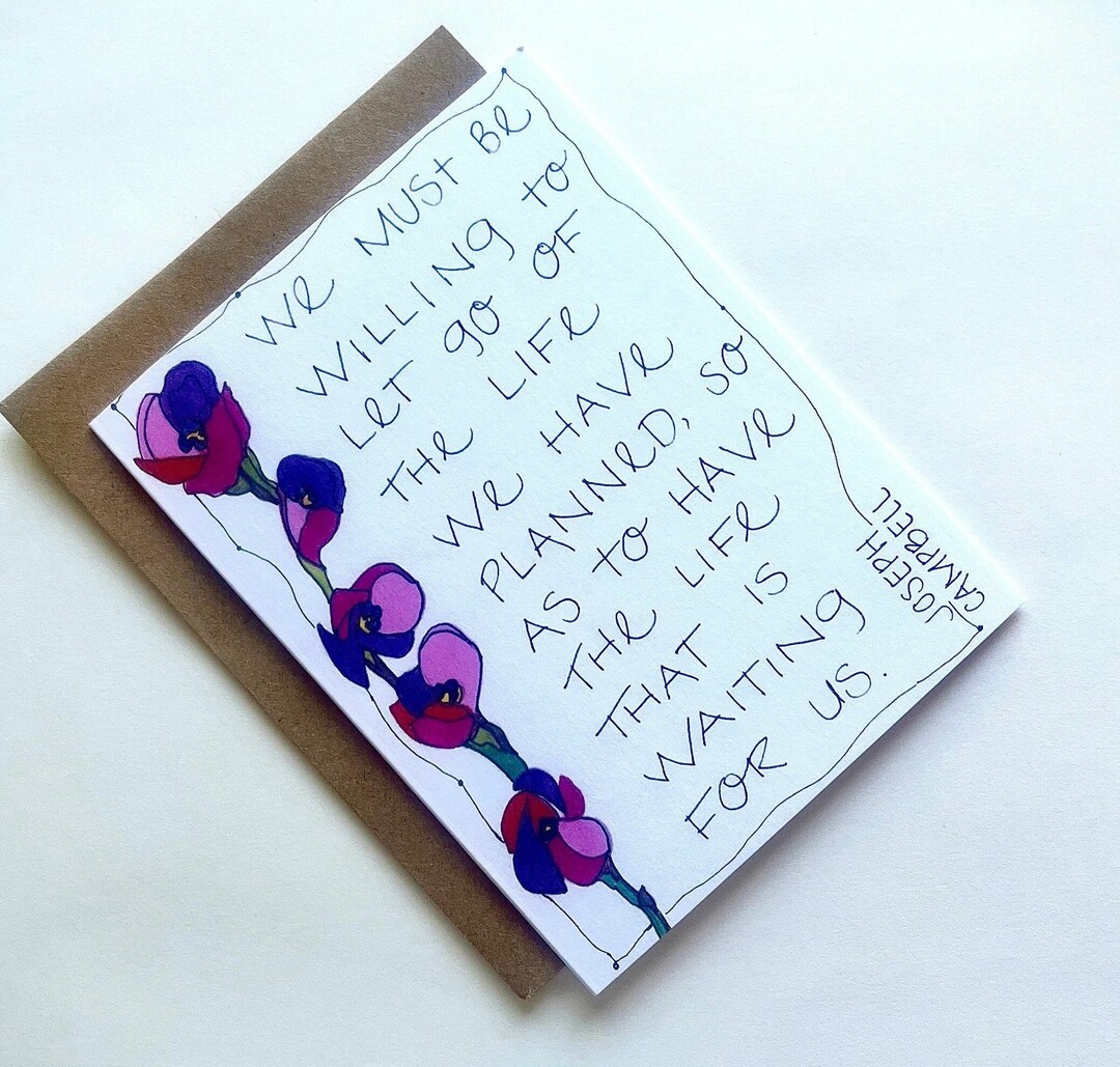 Encouragement Card, Supportive Card, Joseph Campbell Quote Card, Floral ...