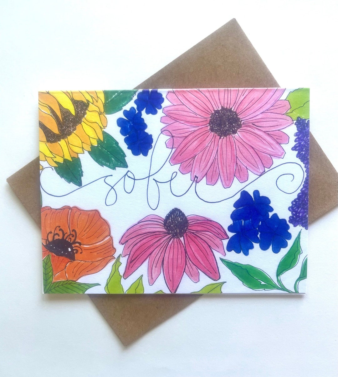 Sober Flower Greeting Card, Sobriety Gift, Recovery Card, Proud of ...