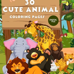 30 Page Printable Coloring Book | Coloring Book | Animal Paint ...