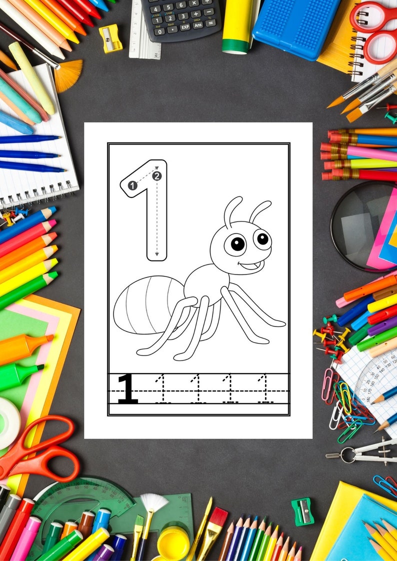 Number Coloring Pages 1-10 - Etsy