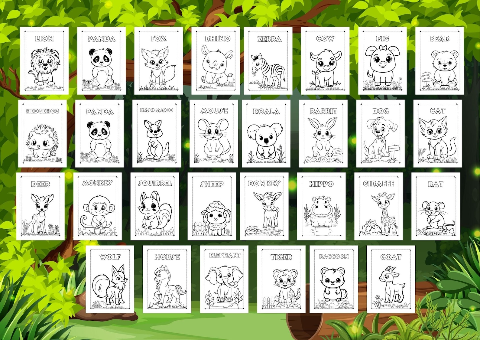 30 Page Printable Coloring Book | Coloring Book | Animal Paint ...