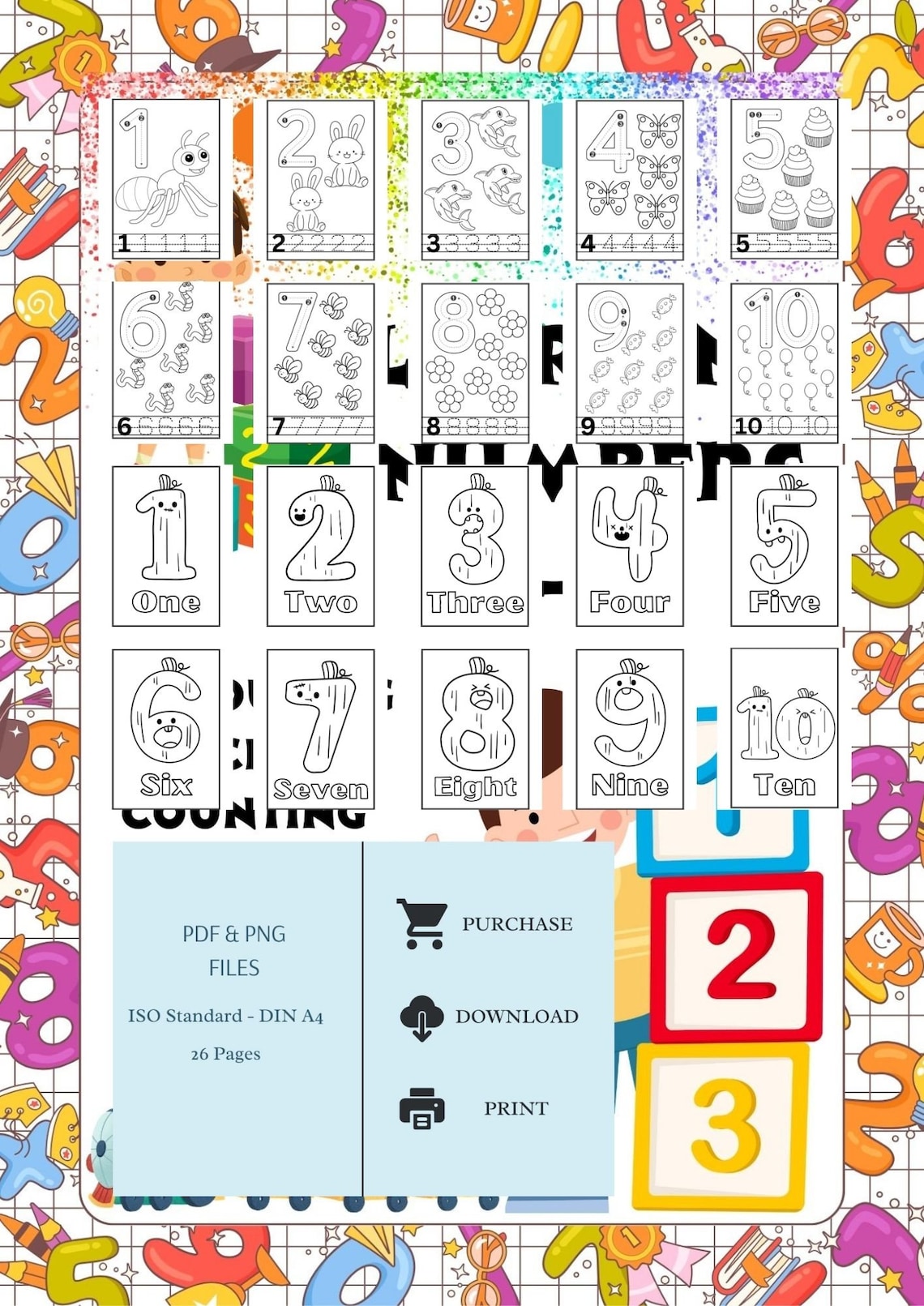 1-10 Printable Coloring Numbers Sheets for Kids | Coloring Pages for ...