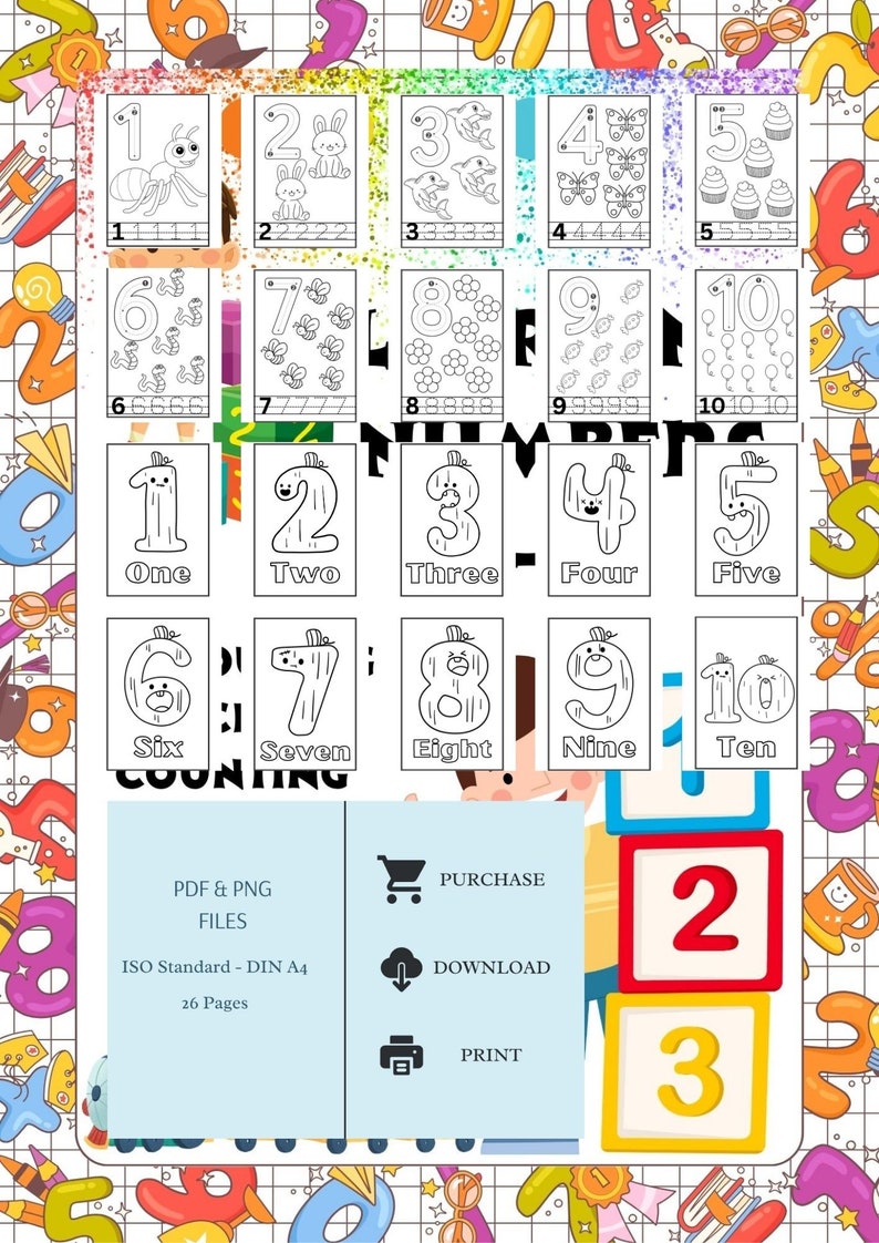 1-10 Printable Coloring Numbers Sheets for Kids | Coloring Pages for ...