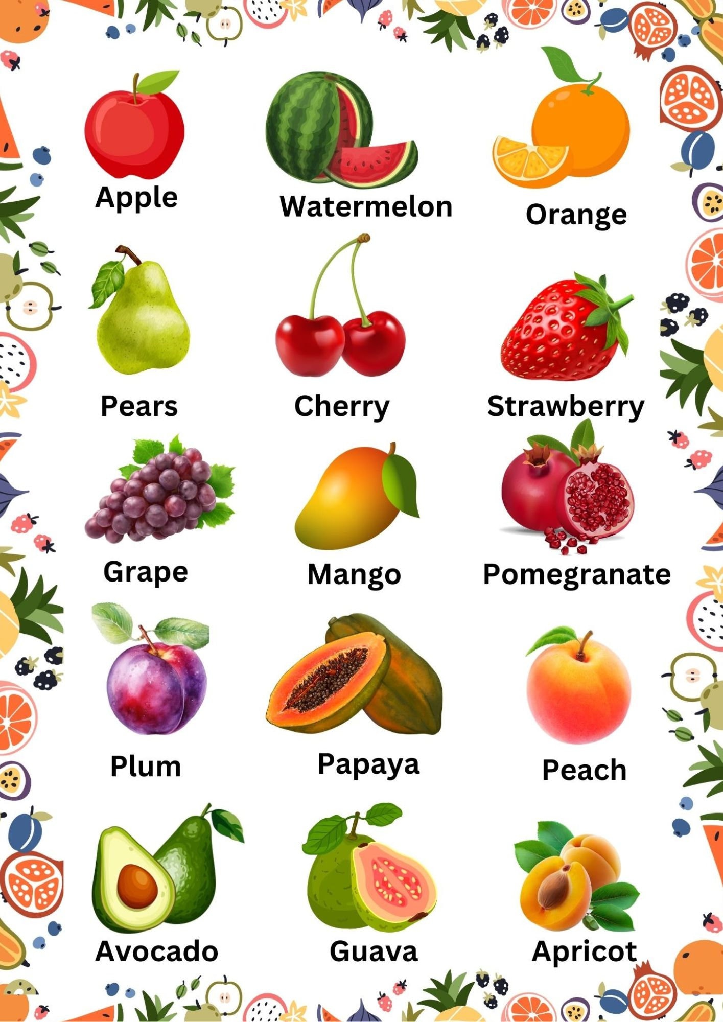 Fruit Coloring Pages Bundle for Children 30 Cute Fruit Coloring Sheets ...