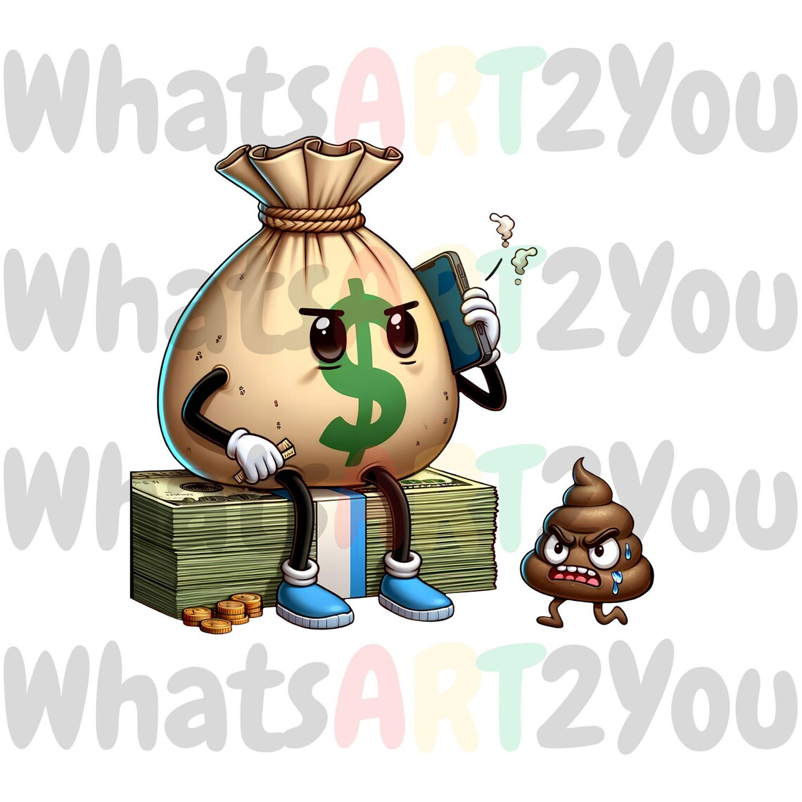 Money Talks BS Walks Digital Art | Funny Money Bag Character for ...