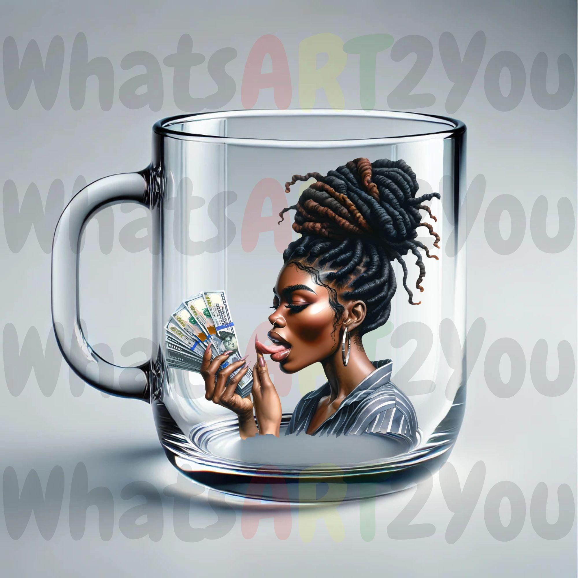 Money Girl Digital Png | Black Woman With Cash | DTF Printable Design ...