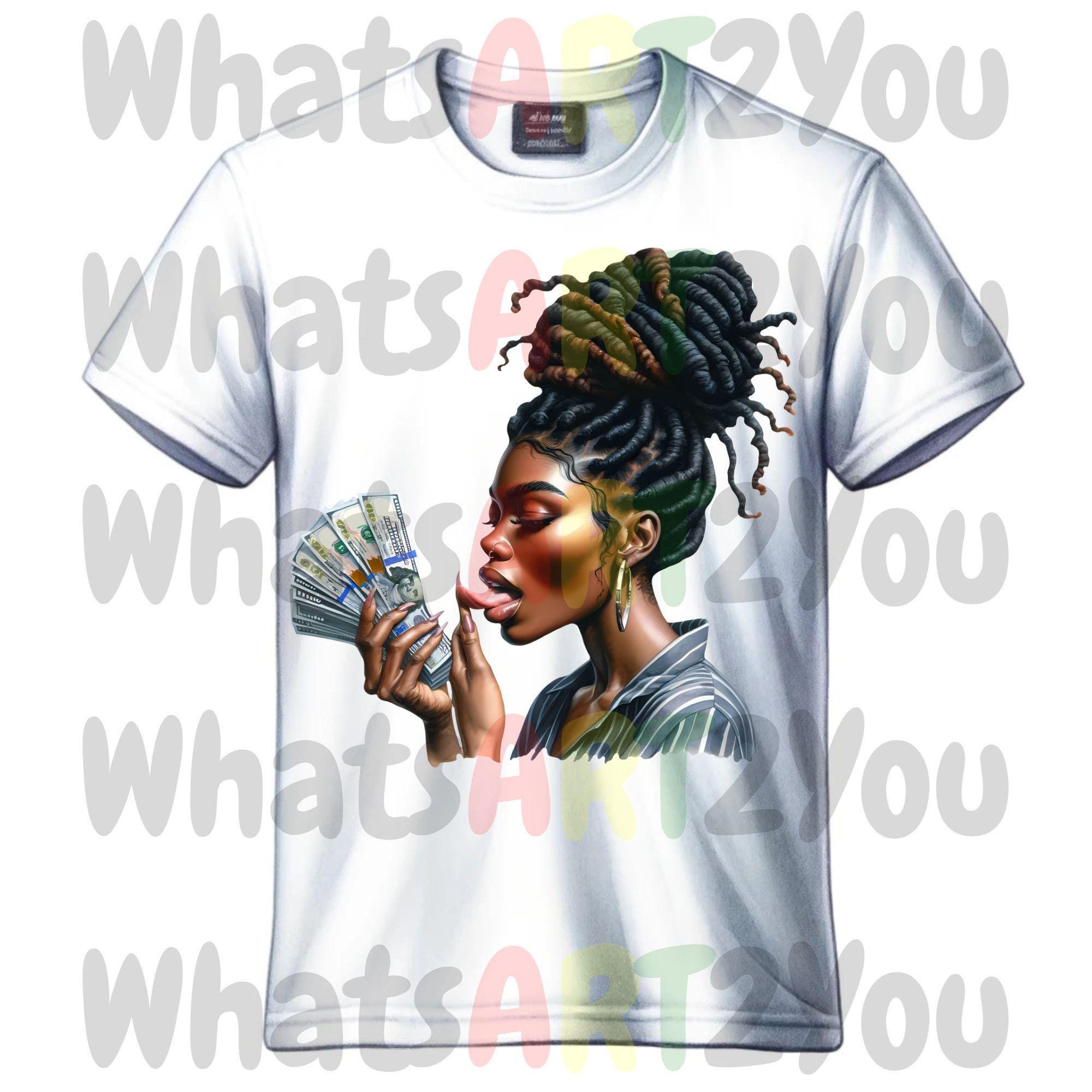 Money Girl Digital Png | Black Woman With Cash | DTF Printable Design ...