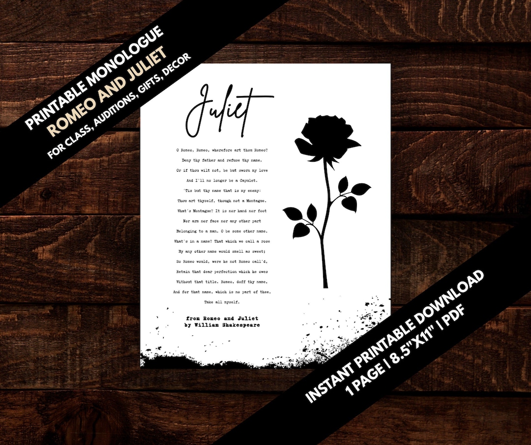 Juliet Monologue Printable: Romeo and Juliet Quote, Drama Class PDF - Etsy