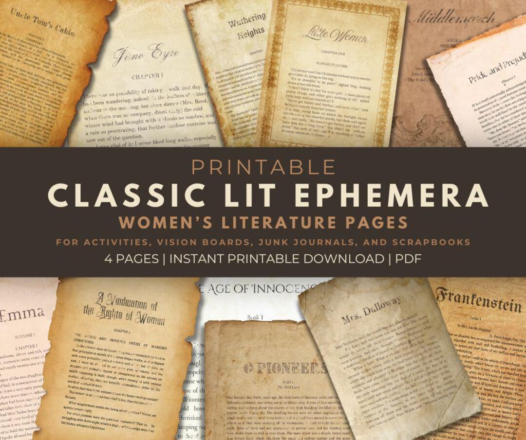 Classic Literature Ephemera: Women's Lit Quotes for Junk Journals ...