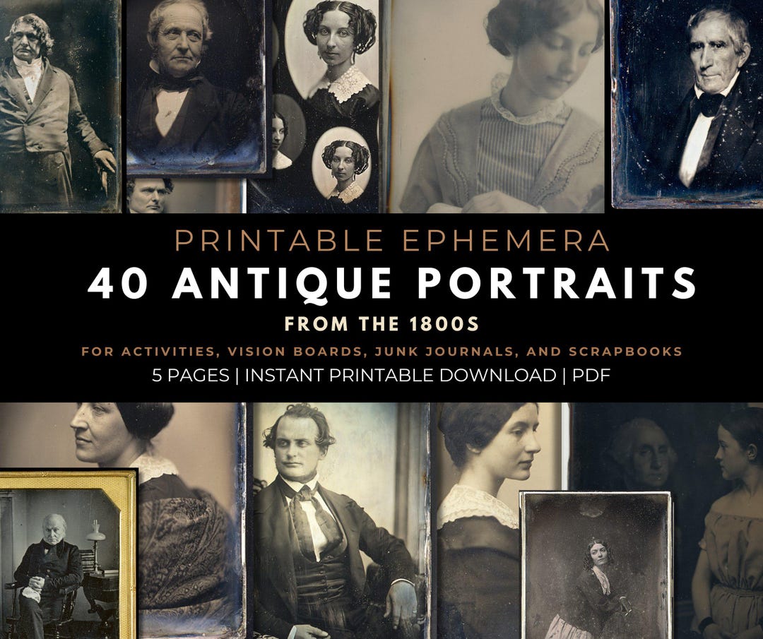 Printable Antique Portraits: 1800s Photographs Ephemera for Collage ...