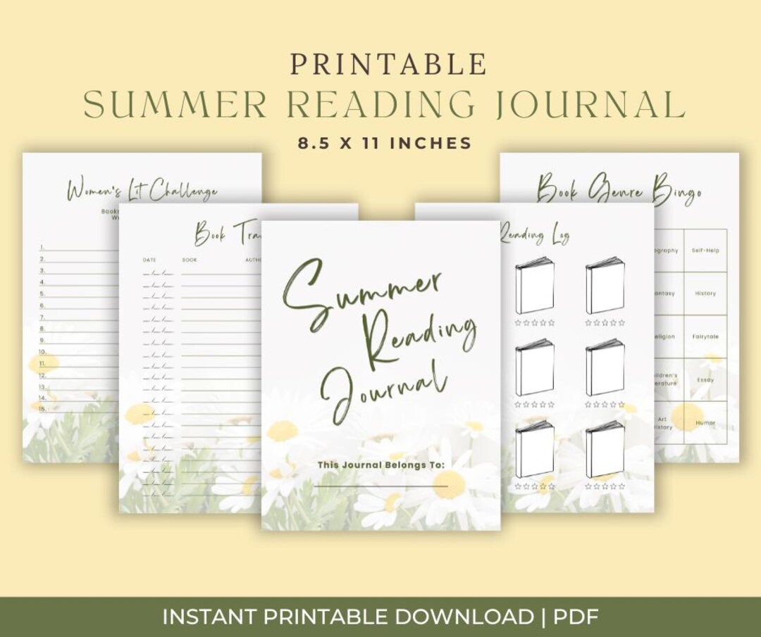 Summer Reading Journal - Printable PDF Digital Journal Pages - Book ...