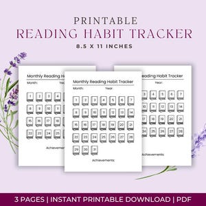 Monthly Reading Habit Tracker – Printable Book Log (PDF) - Etsy