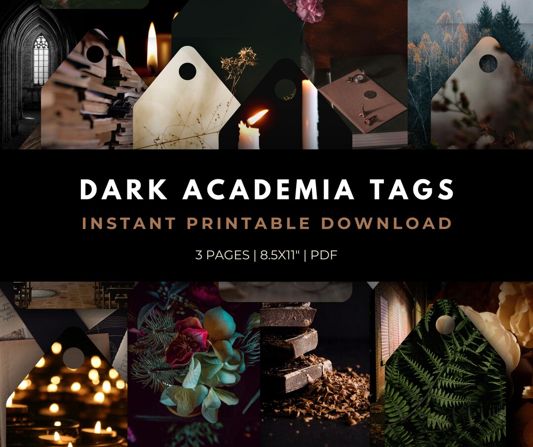 Dark Academia Printable Tags for Journals, Scrapbooks, Vision Boards ...