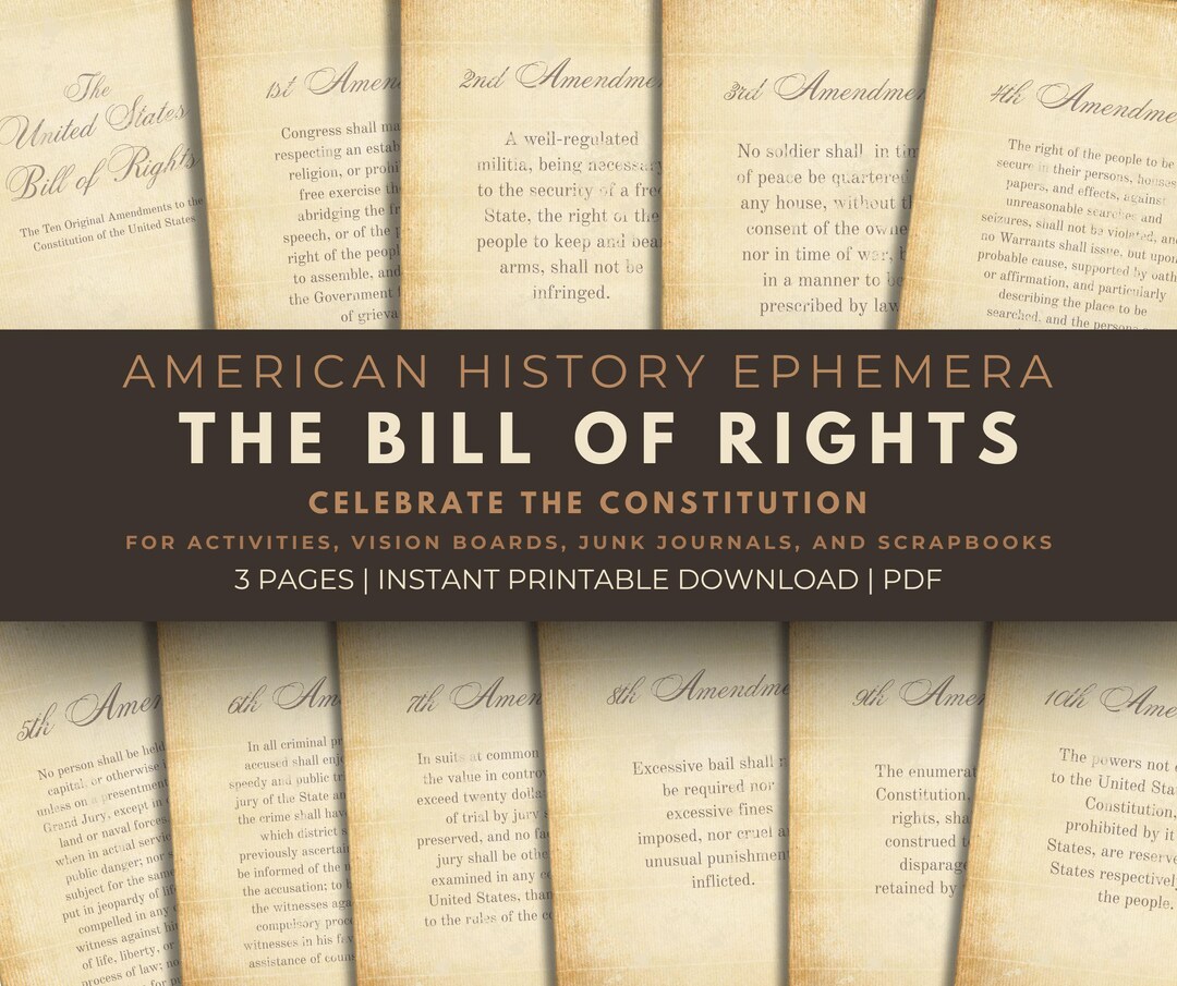 The Bill of Rights American History Ephemera for 4th of July Activities ...