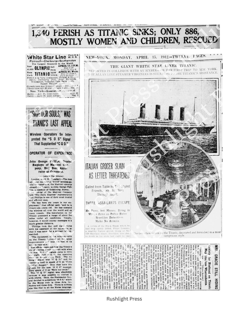Titanic Newspaper Clippings - Printable Ephemera for History Projects ...