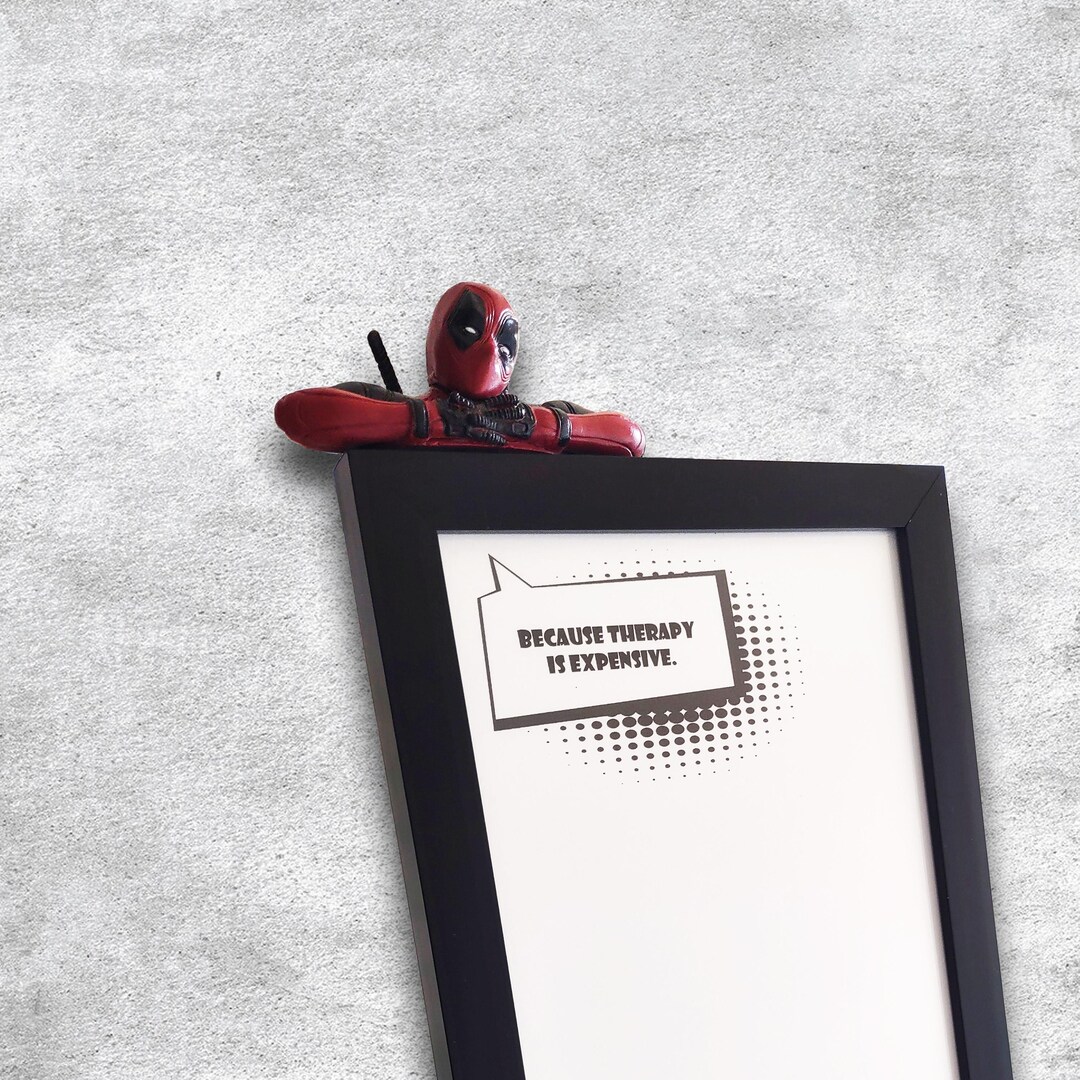 Funny Deadpool Picture Frame With Funny Quotes – Marvel Desk Decor, Gag ...