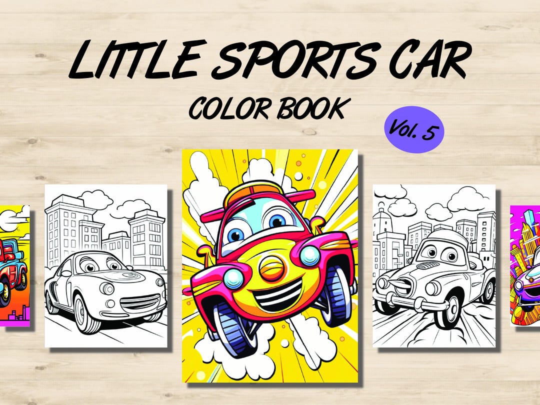Little Sports Cars Coloring Book for Kids – 15 Fun Cartoon Car Pages ...