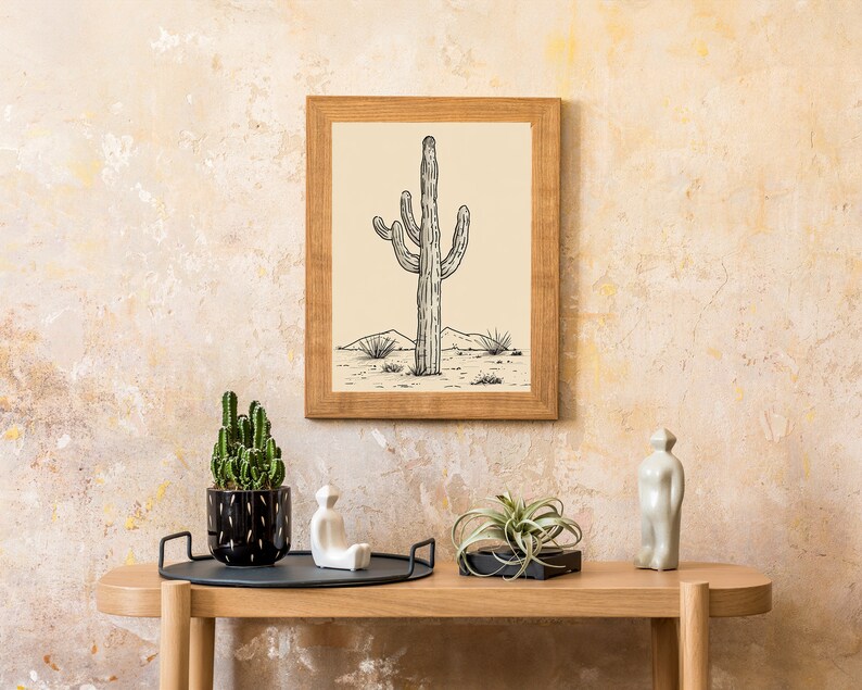 Vintage Southwestern Cactus Poster Western Aesthetic DIGITAL PRINTS ...