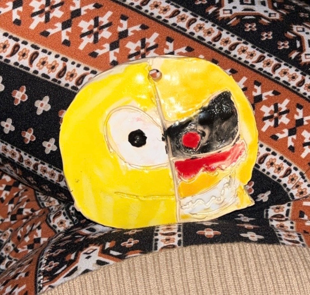 Half Good Half Evil Face Made by Hand With Clay.. Decoration. Decor for ...