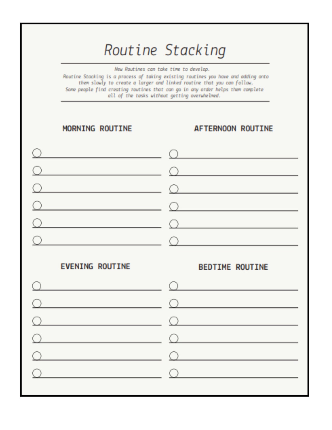Routine Stacking Sheet - Etsy