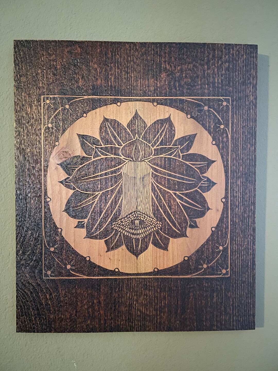 Flower Handmade Wood Burn, Pyrography. Art Design by Julie De Graag ...