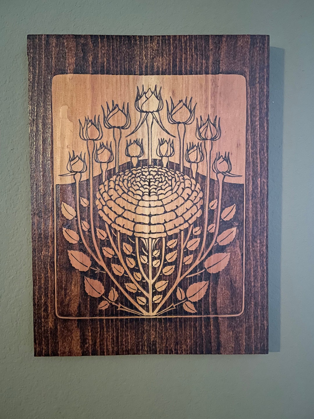 Rose Bush Handmade Wood Burn/pyrography. Art Design by Julie De Graag ...