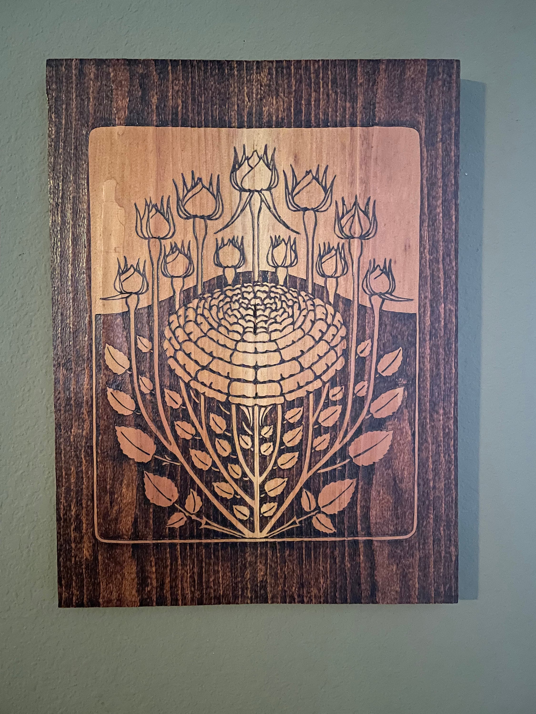 Rose Bush Handmade Wood Burn/pyrography. Art Design by Julie De Graag ...