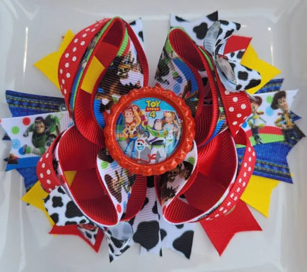 Toy Story 4 Woody Bo Forky Buzz Red White Blue Yellow Bottle Cap Hair 9939