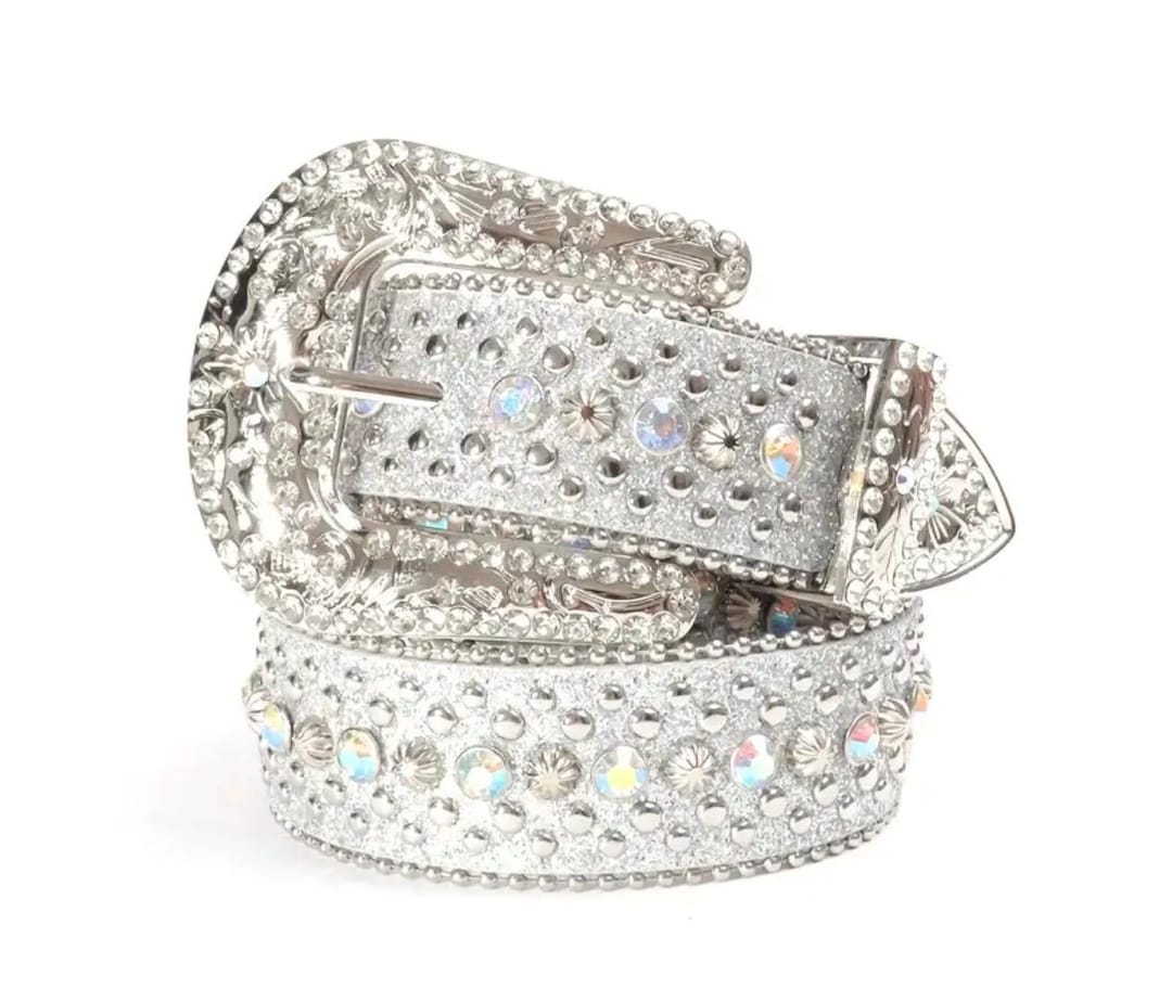 Silver Rhinestone Belt - Etsy