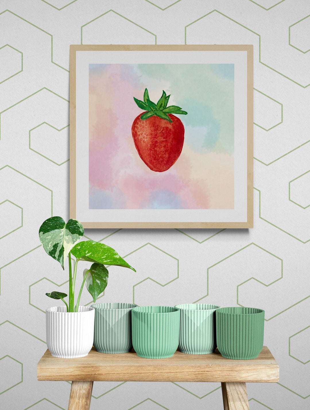 Strawberry Art Print,kitchen Wall Decor,cute Nursery Prints,colorful ...