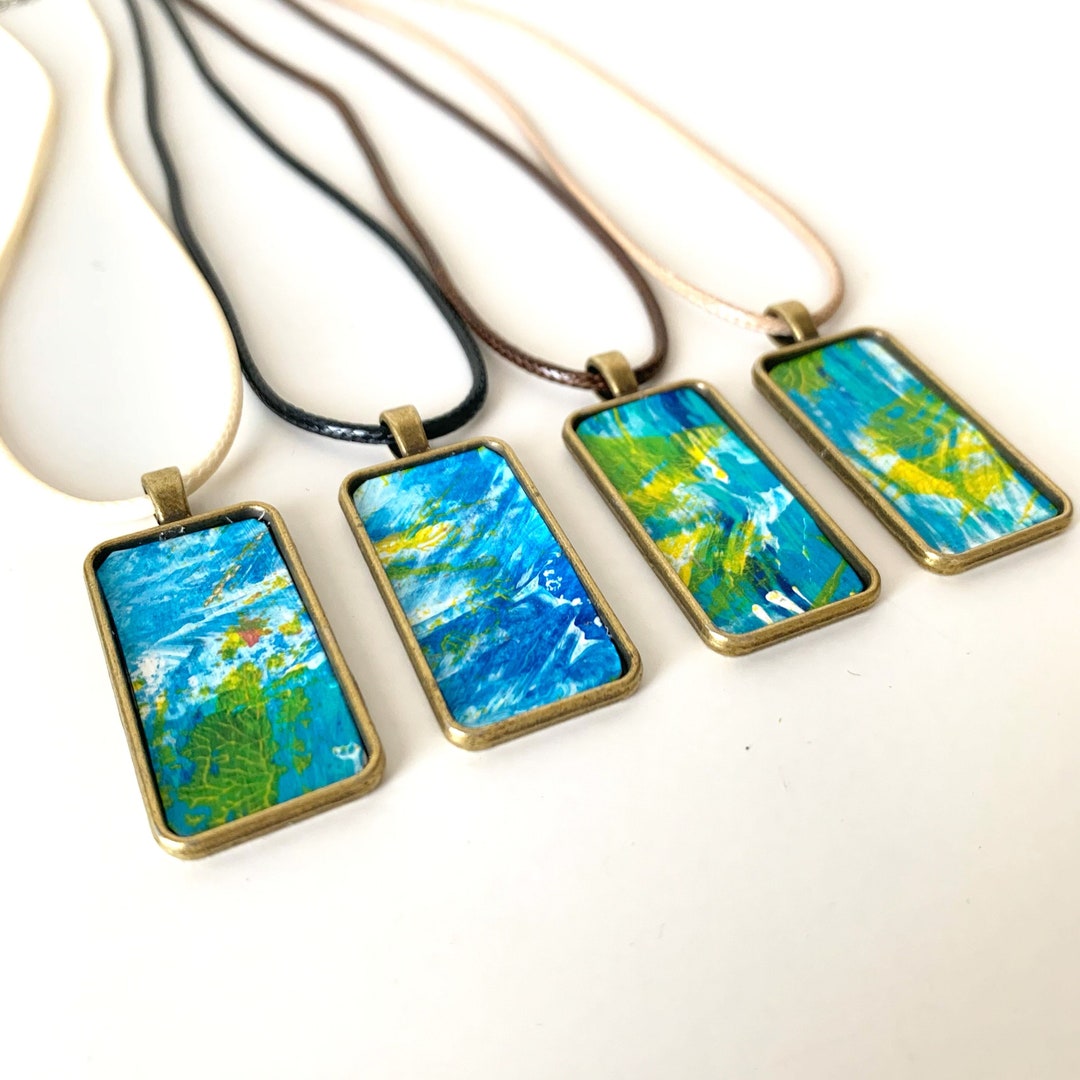Hand Painted Abstract Art Pendant: One-of-a-kind Wearable Art - Etsy