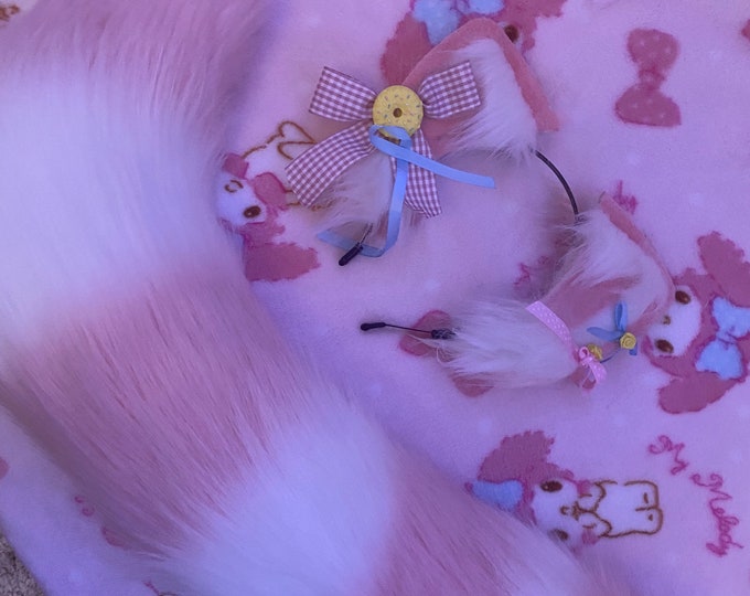 Ears and Tail Set Furry Pink - Etsy